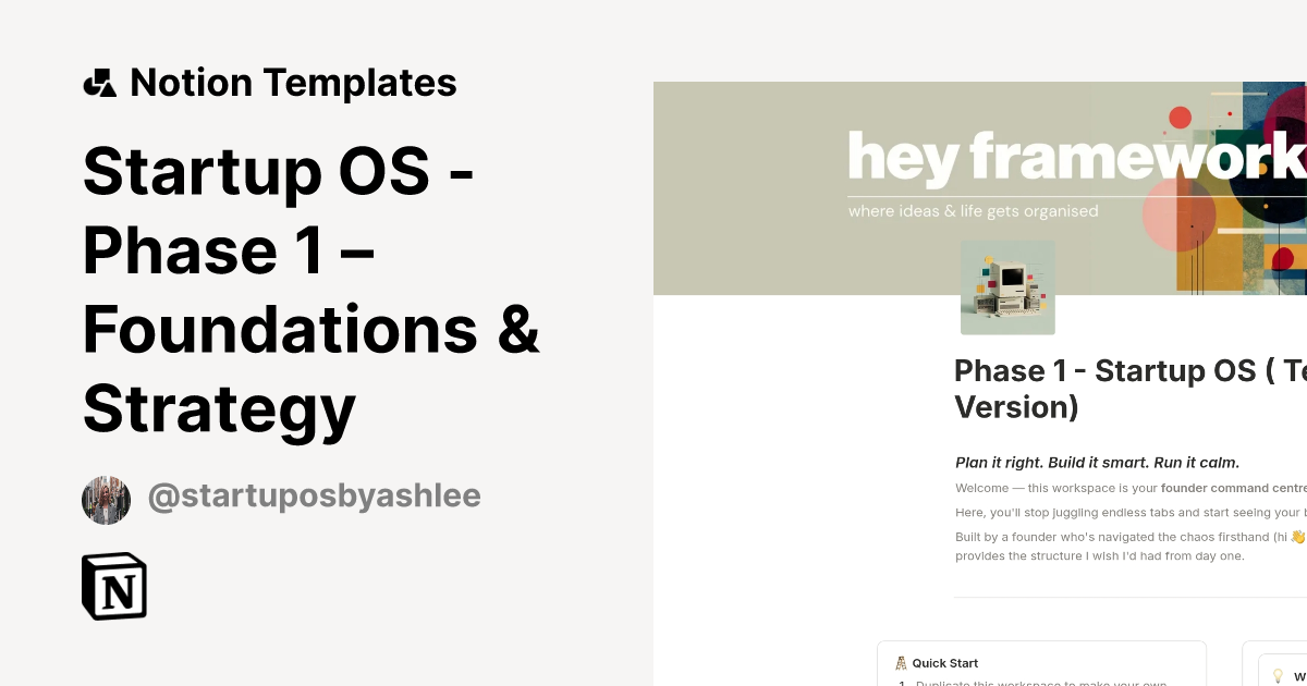 Startup OS - Phase 1 – Foundations & Strategy Template | Notion Marketplace