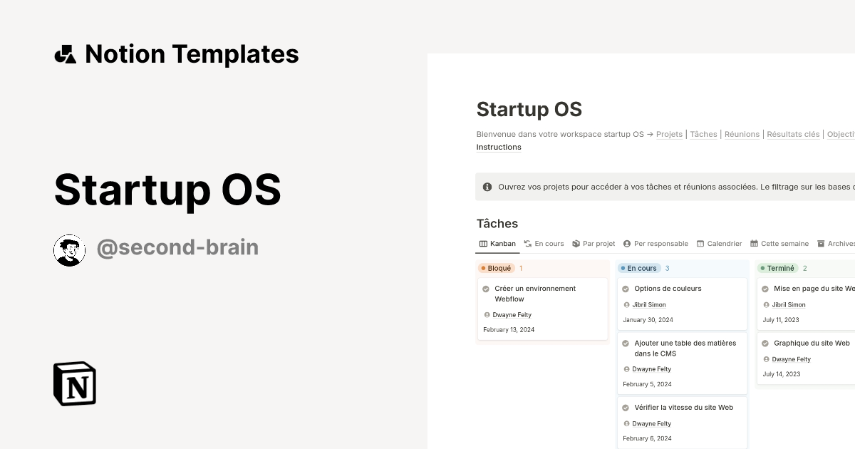 Startup OS Template by Second Brain | Notion Marketplace