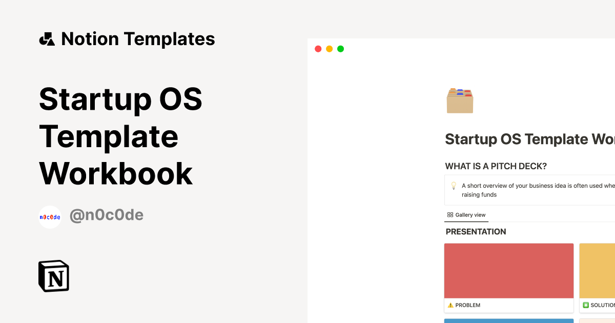 Startup OS Template Workbook Template | Notion Marketplace