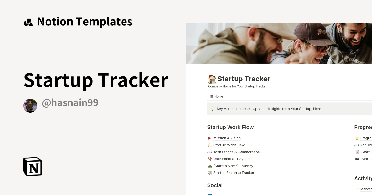 Startup Tracker Template | Notion Marketplace