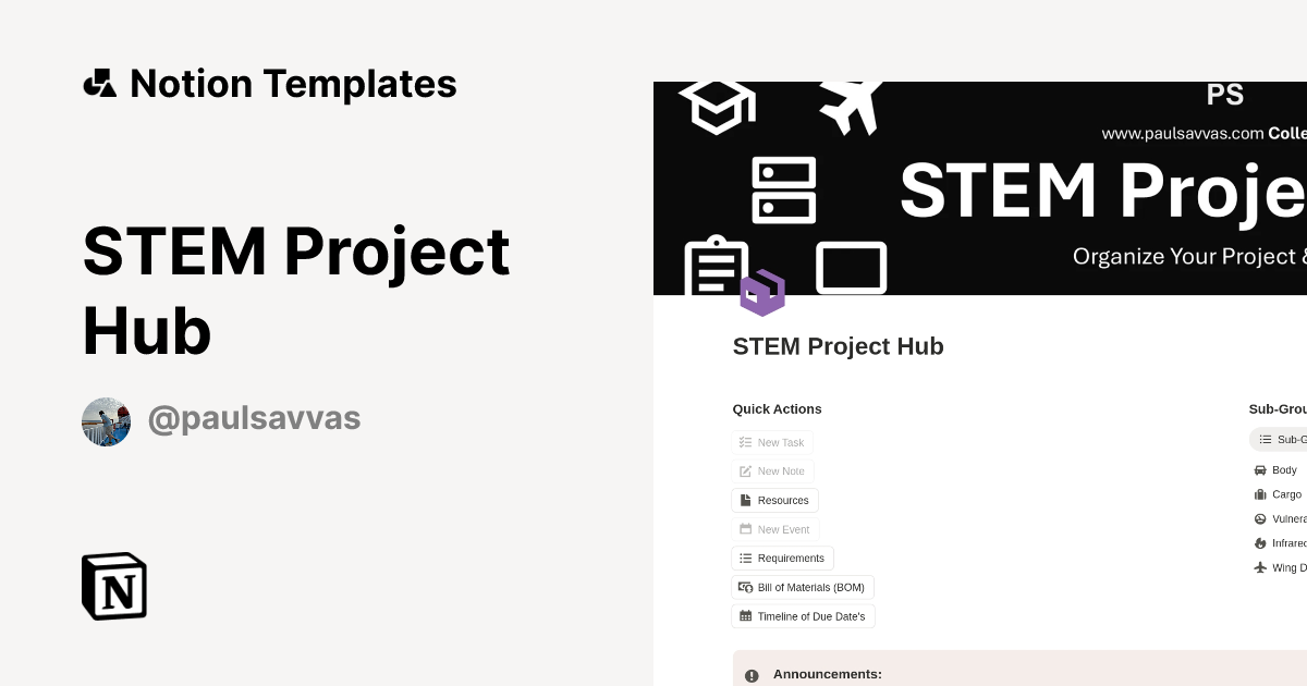 STEM Project Hub Template | Notion Marketplace