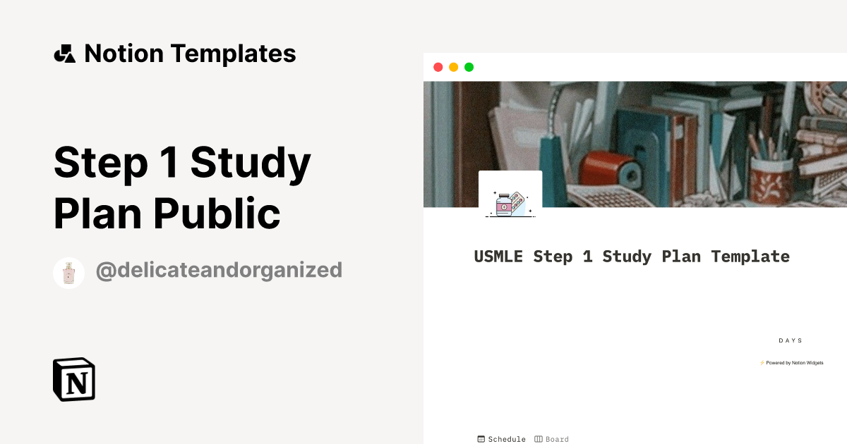 Step 1 Study Plan Public Template | Notion Marketplace