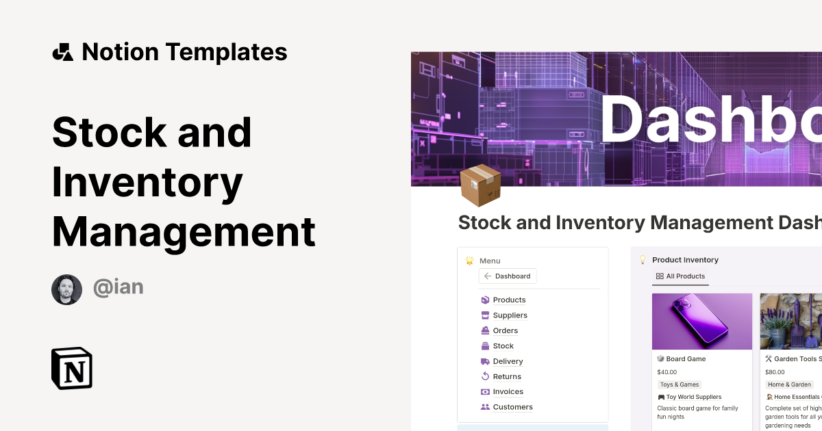 Stock and Inventory Management Template | Notion Marketplace