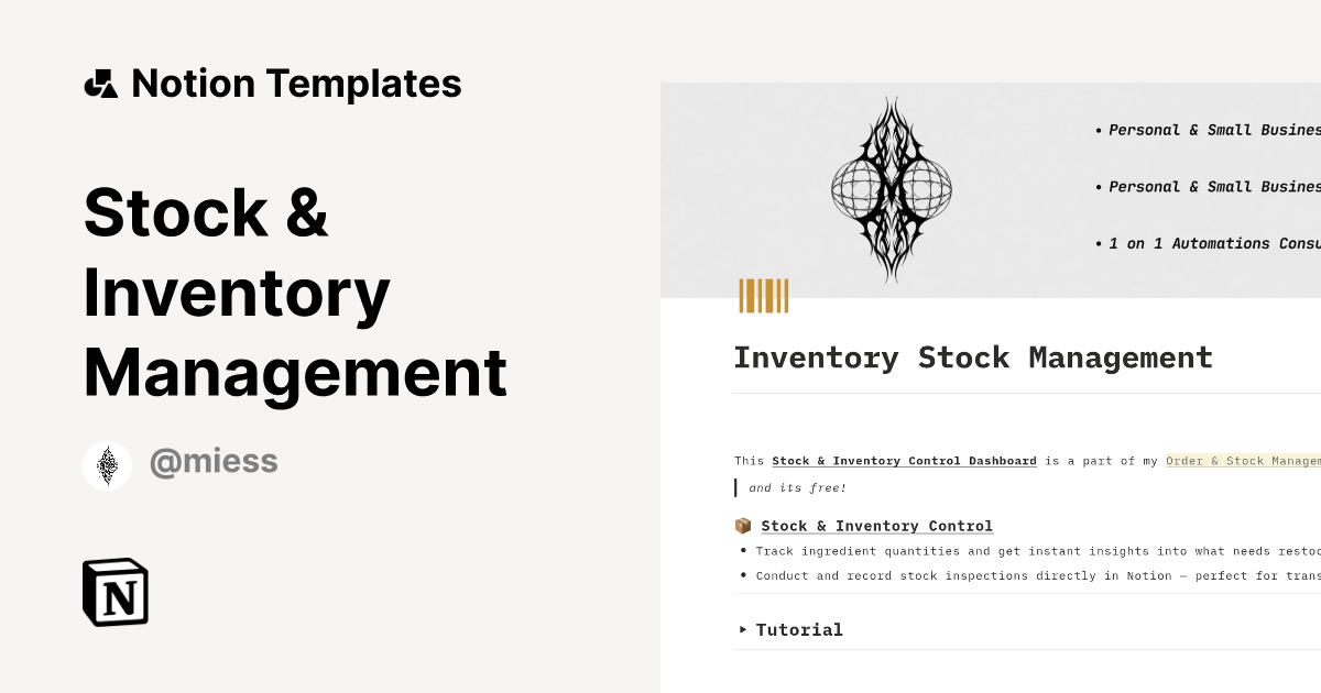 Stock & Inventory Management Template by MIESS - Your Local Automations ...
