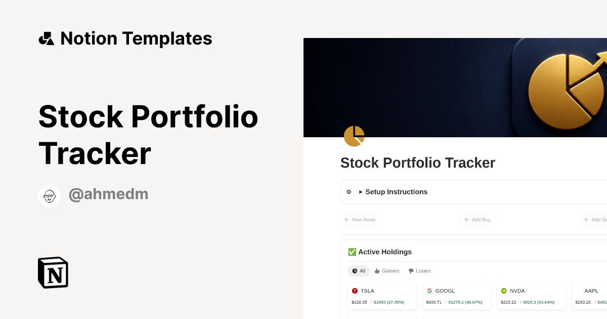 Stock Portfolio Tracker Template by Ahmed M | Notion Marketplace