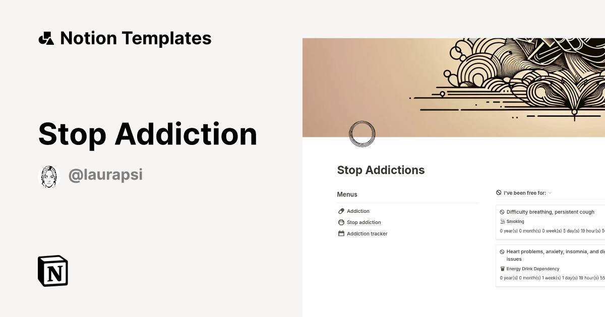 Stop Addiction Template by Laura | Notion Marketplace