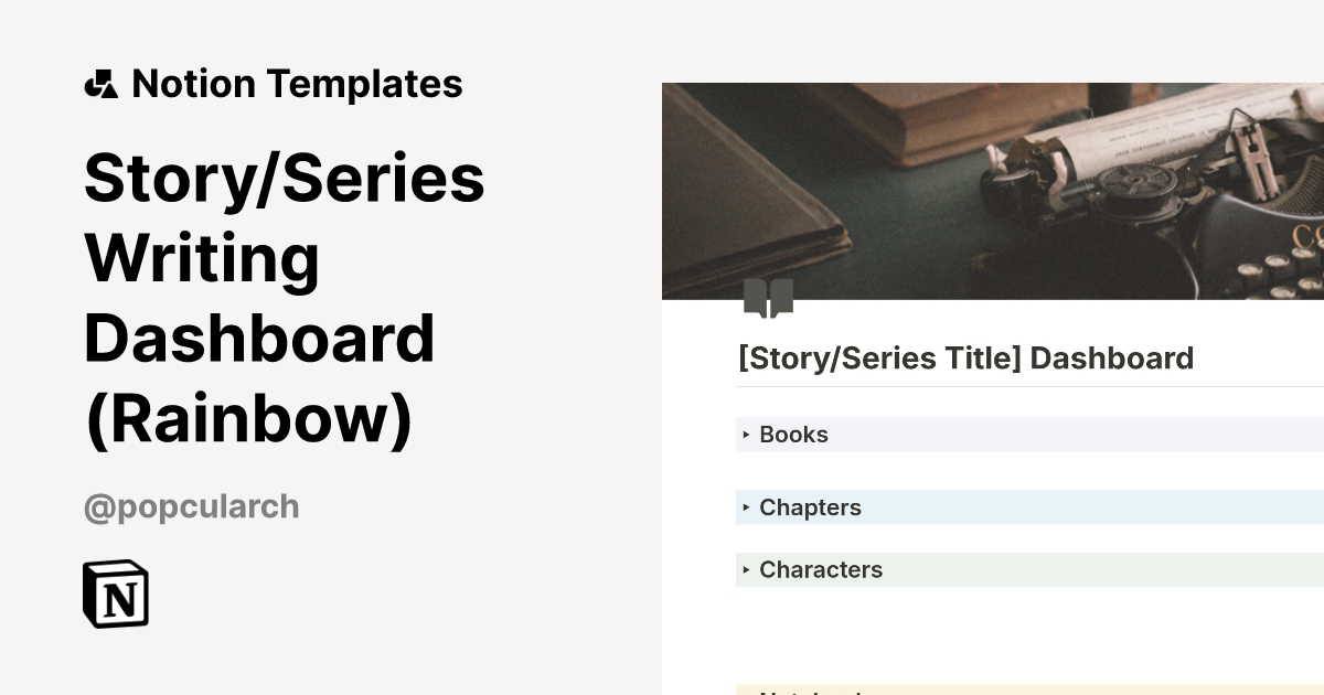 Story/Series Writing Dashboard (Rainbow) Template | Notion Marketplace