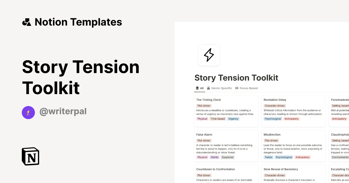 Story Tension Toolkit Template by writerpal | Notion Marketplace
