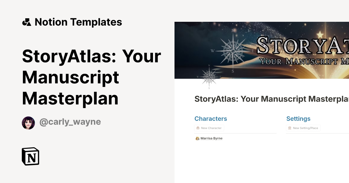 StoryAtlas: Your Manuscript Masterplan Template | Notion Marketplace