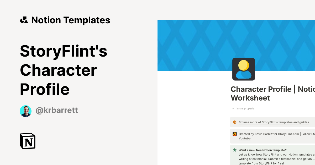 StoryFlint's Character Profile Template by Kevin Barrett | Notion ...