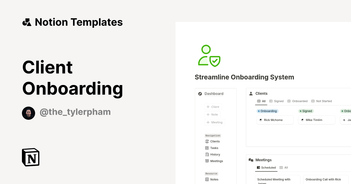 Client Onboarding Template by Tyler Pham | Notion Marketplace