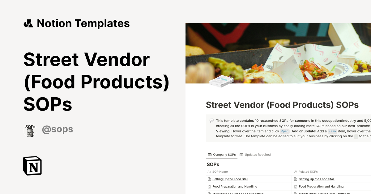 Street Vendor (Food Products) SOPs Template | Notion Marketplace