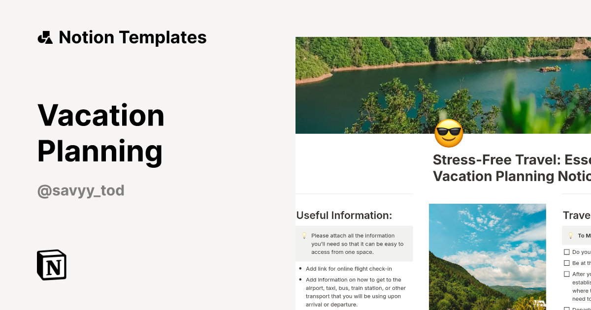 Vacation Planning Template | Notion Marketplace