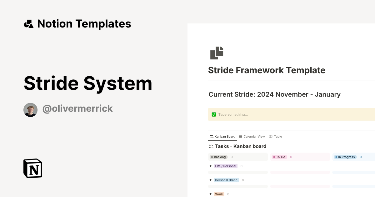 Stride System Template by Oliver Merrick | Notion Marketplace