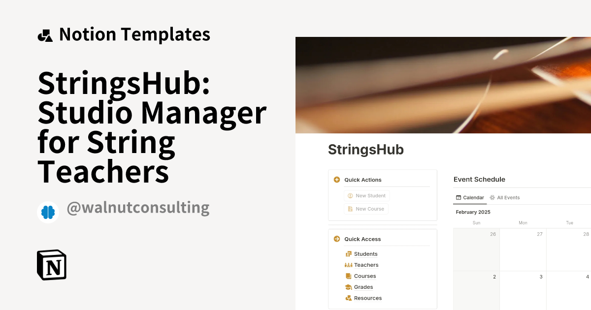 StringsHub: Studio Manager for String Teachers Template by Walnut ...