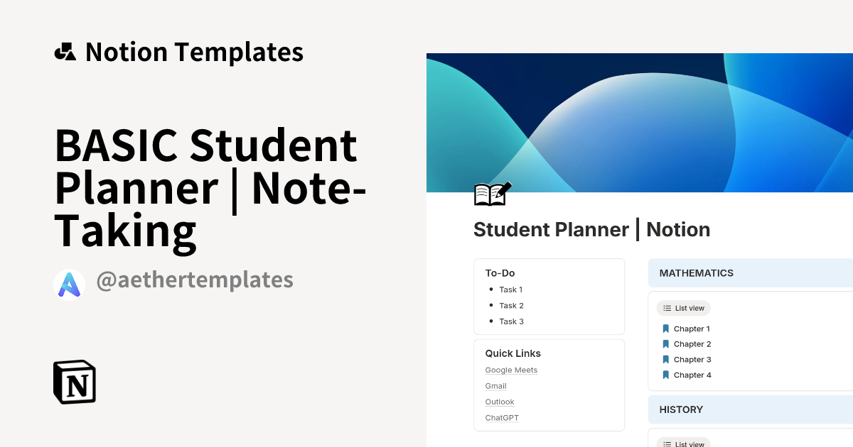 BASIC Student Planner | Note-Taking Template by AetherTemplates ...