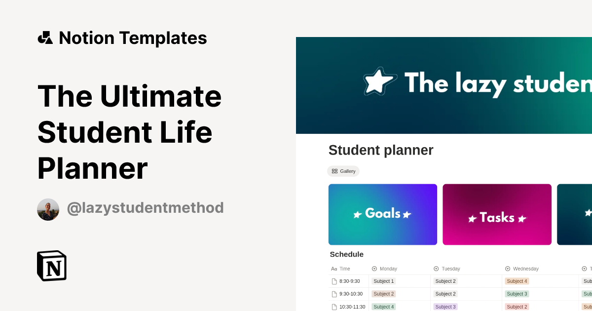 The Ultimate Student Life Planner Template | Notion Marketplace