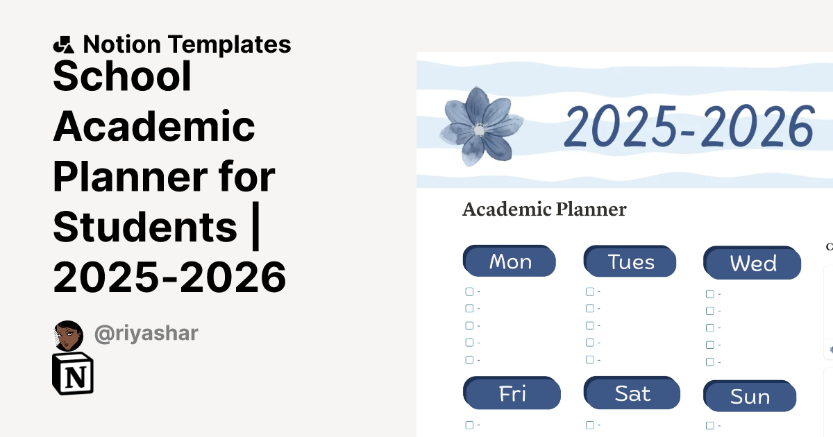 School Academic Planner for Students | 2025-2026 Template | Notion ...
