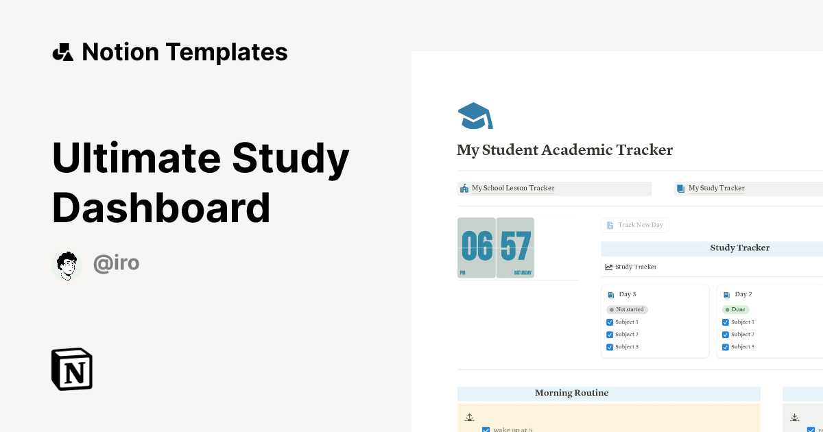 Ultimate Study Dashboard Template | Notion Marketplace