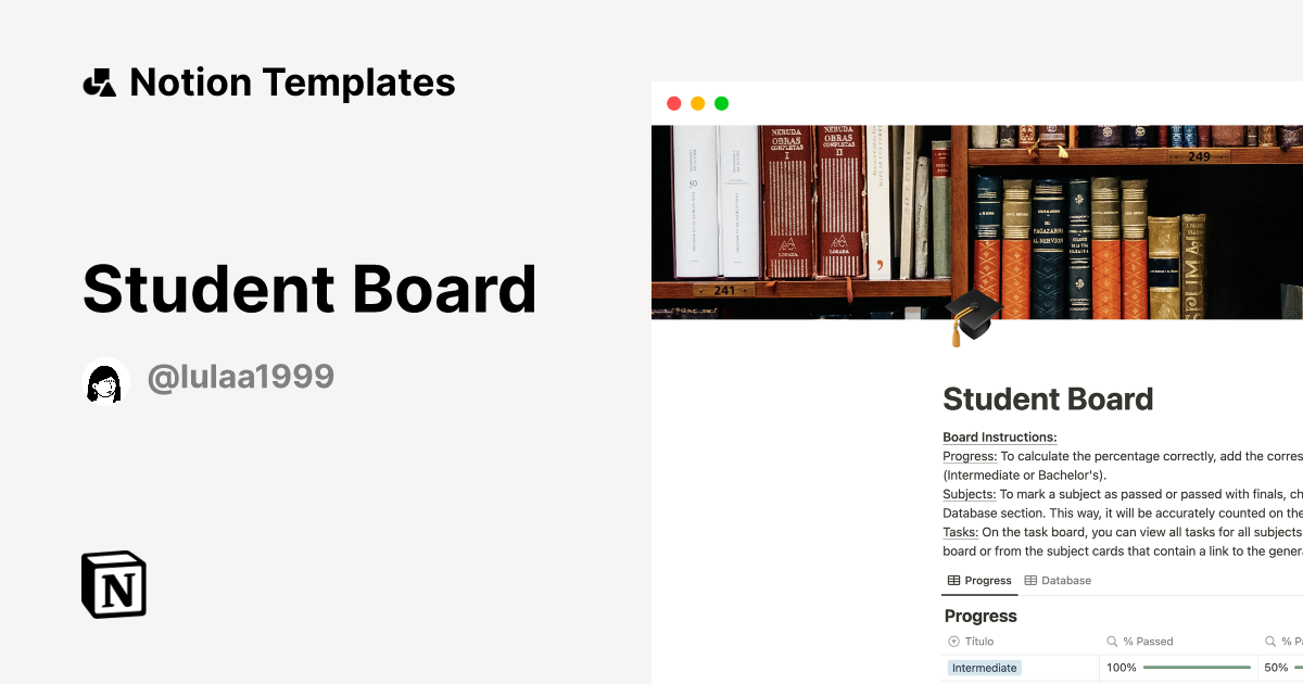 Student Board Template by Luli | Notion Marketplace