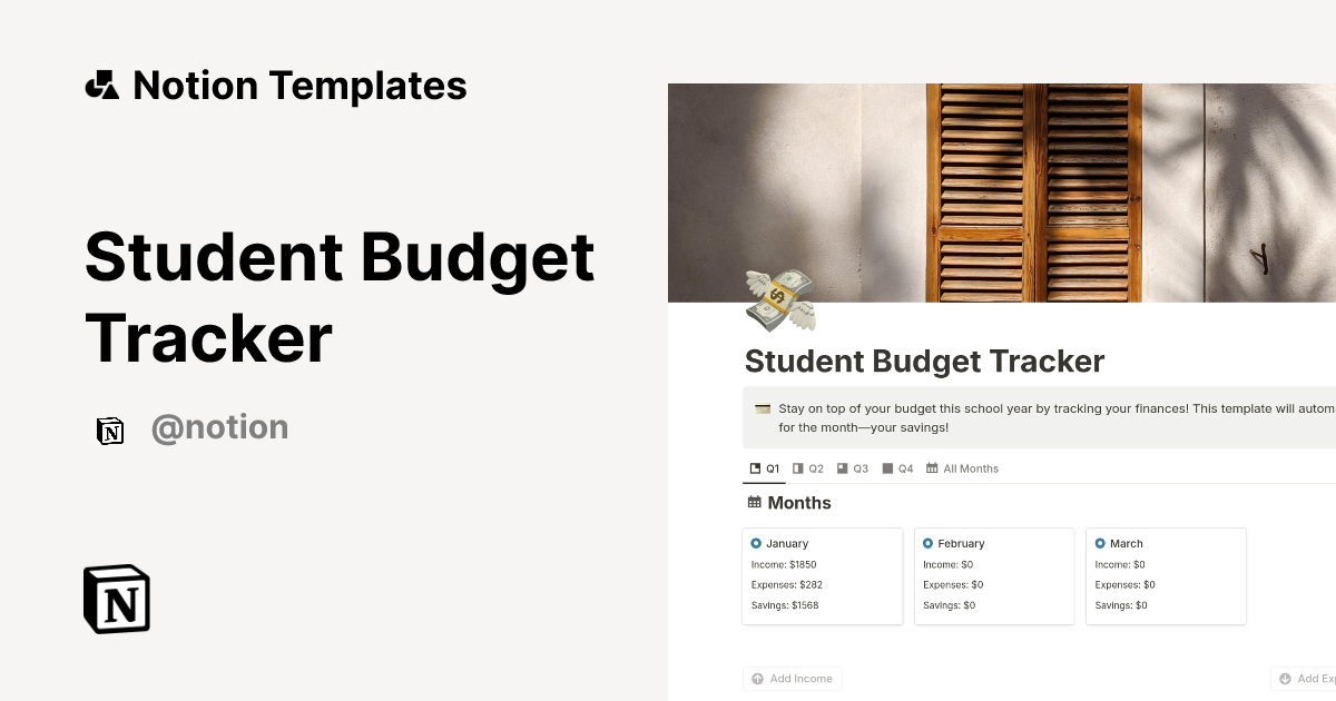 Student Budget Tracker 2026 Template | Notion Marketplace