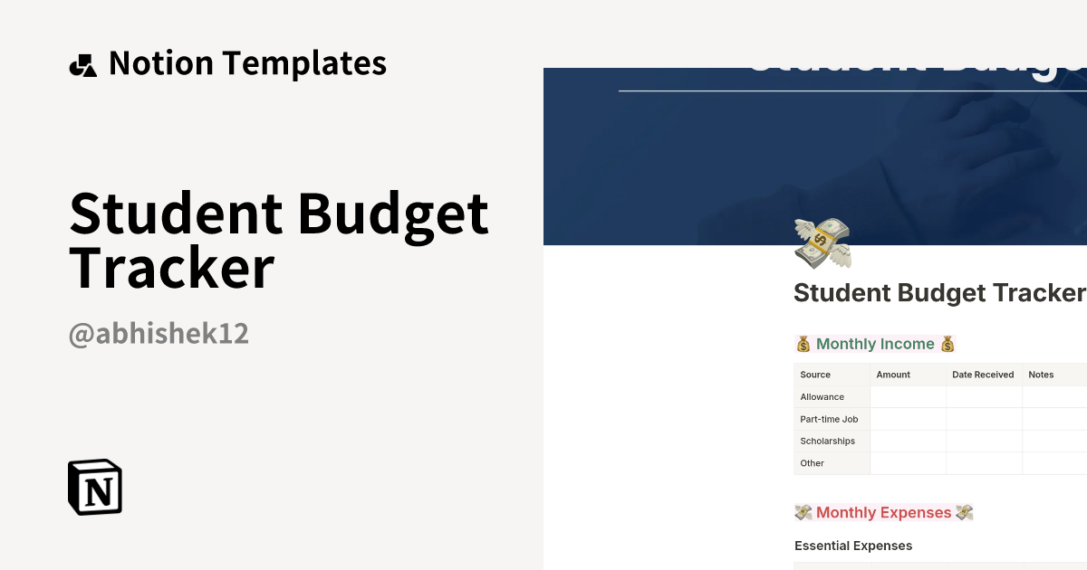 Student Budget Tracker Template | Notion Marketplace