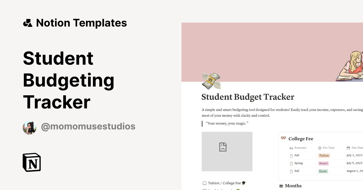 Student Budgeting Tracker Template | Notion Marketplace