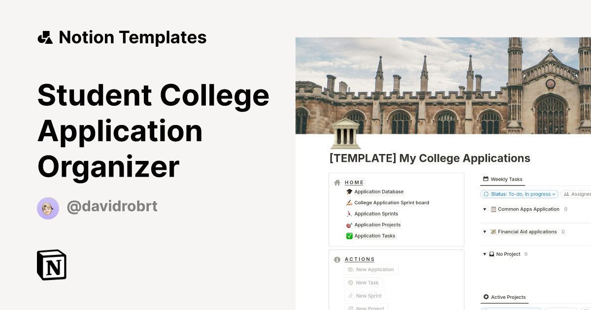 Student College Application Organizer Template | Notion Marketplace