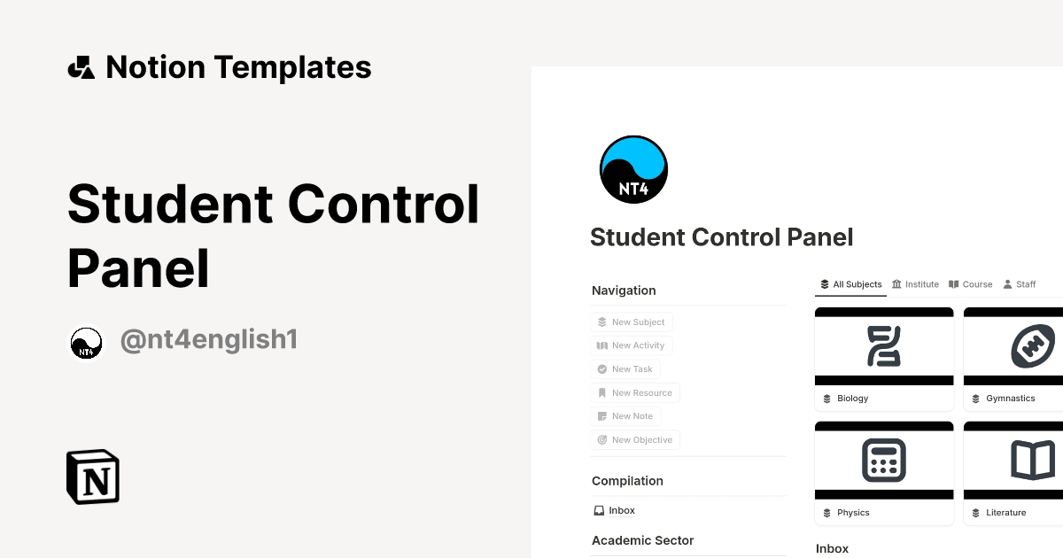 Student Control Panel Template | Notion Marketplace