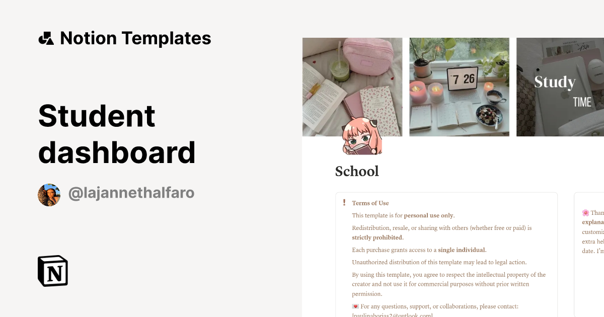 Student dashboard Template | Notion Marketplace