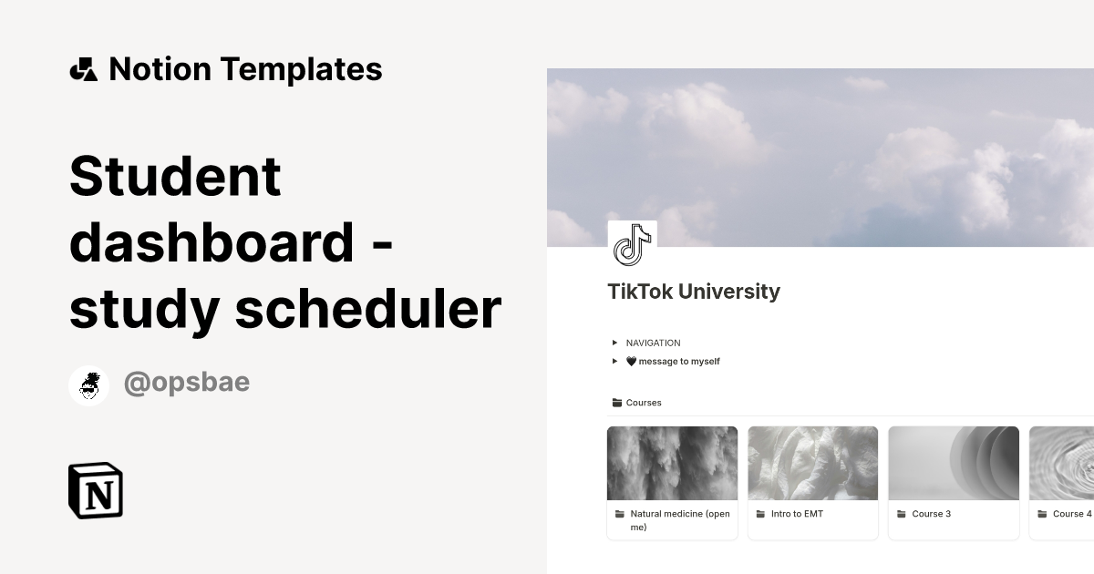 Student dashboard - study scheduler Template | Notion Marketplace