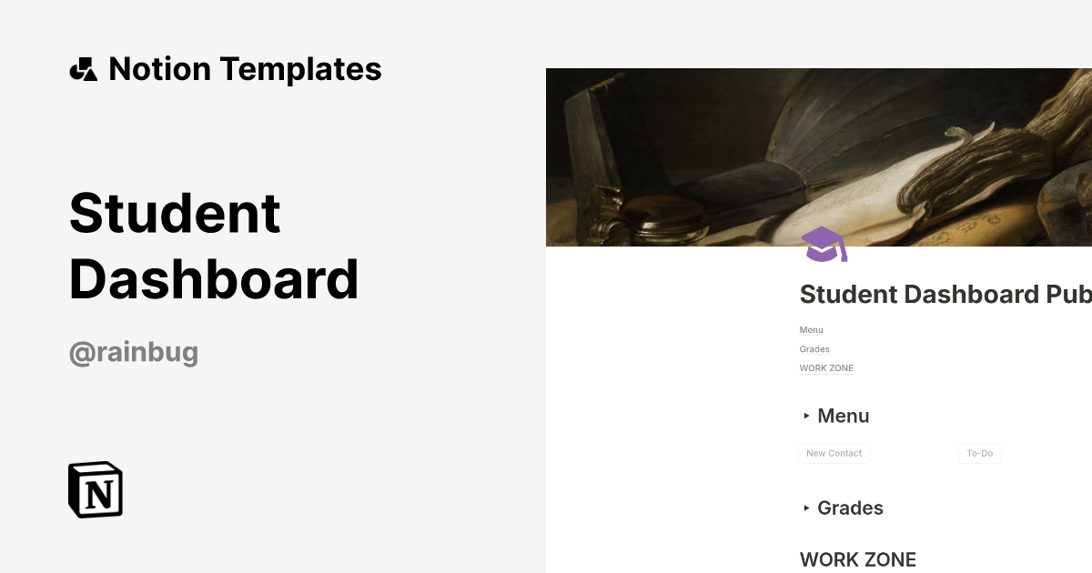Student Dashboard Template by Rain | Notion Marketplace