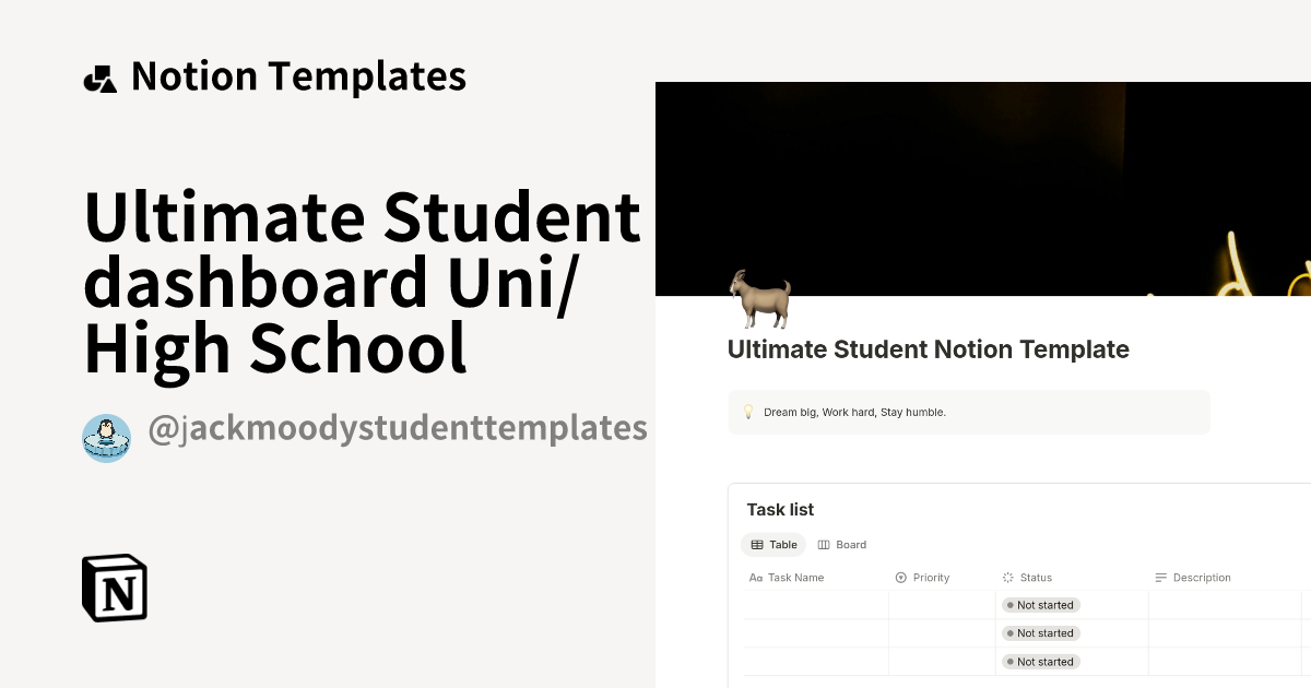 Ultimate Student dashboard Uni/High School Template | Notion Marketplace