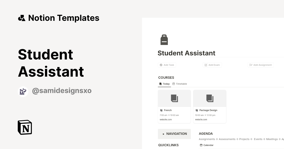 Student Assistant Template | Notion Marketplace