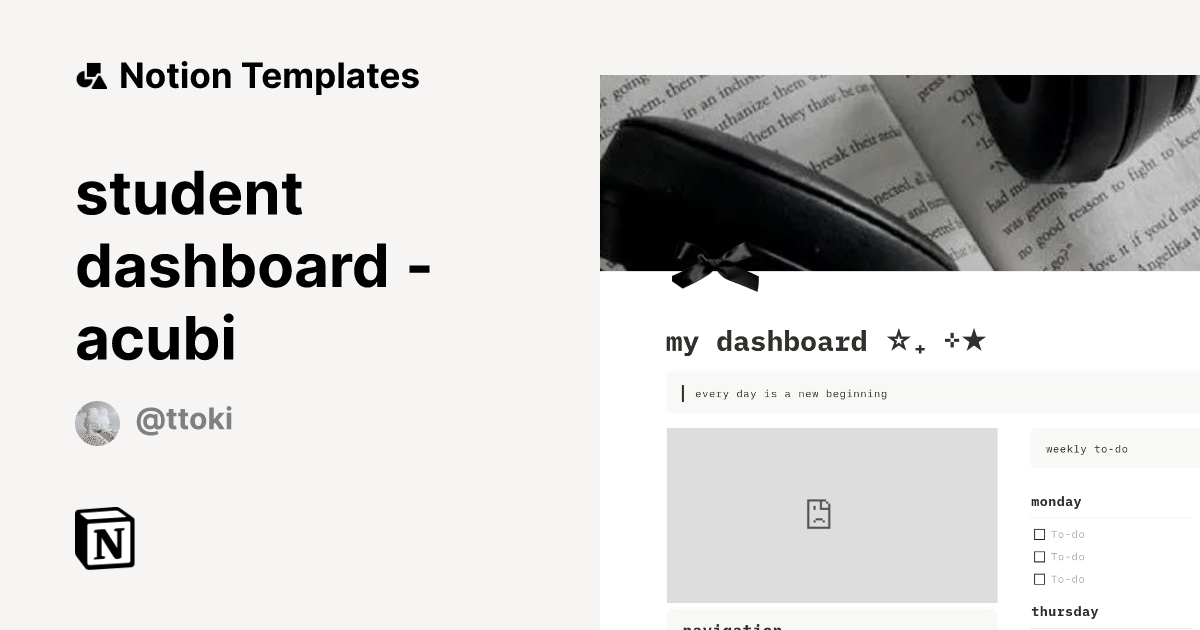 student dashboard - acubi Template | Notion Marketplace