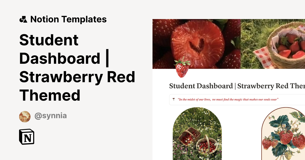 Student Dashboard | Strawberry Red Themed Template | Notion Marketplace