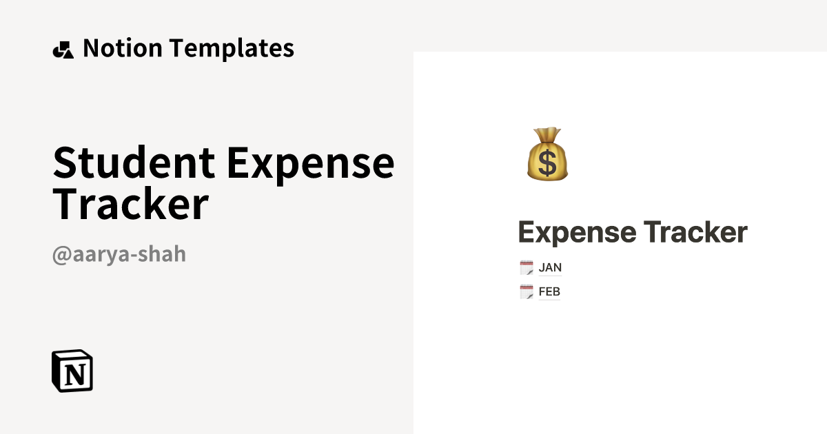 Student Expense Tracker Template By Aarya Shah Notion Marketplace