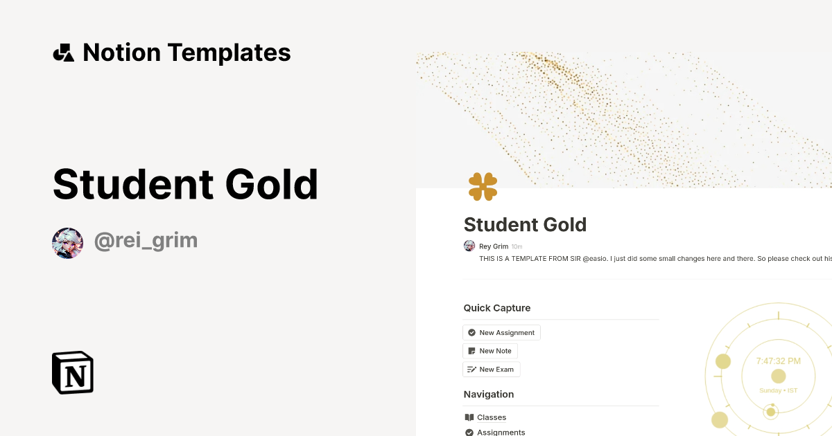 Student Gold Template | Notion Marketplace