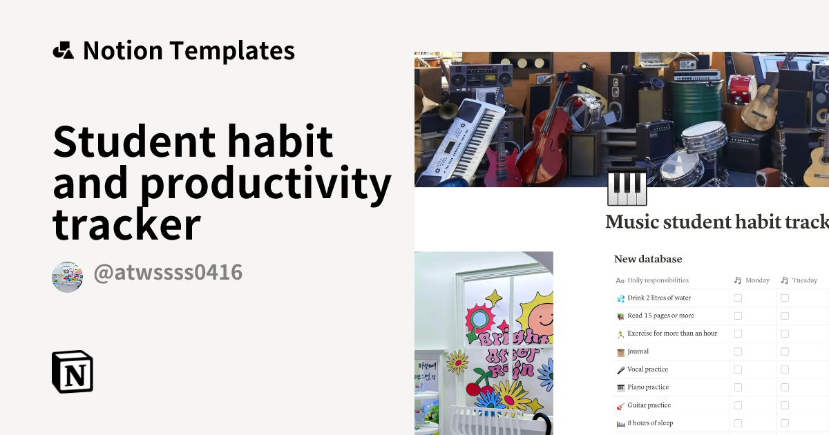 Student habit and productivity tracker Template | Notion Marketplace