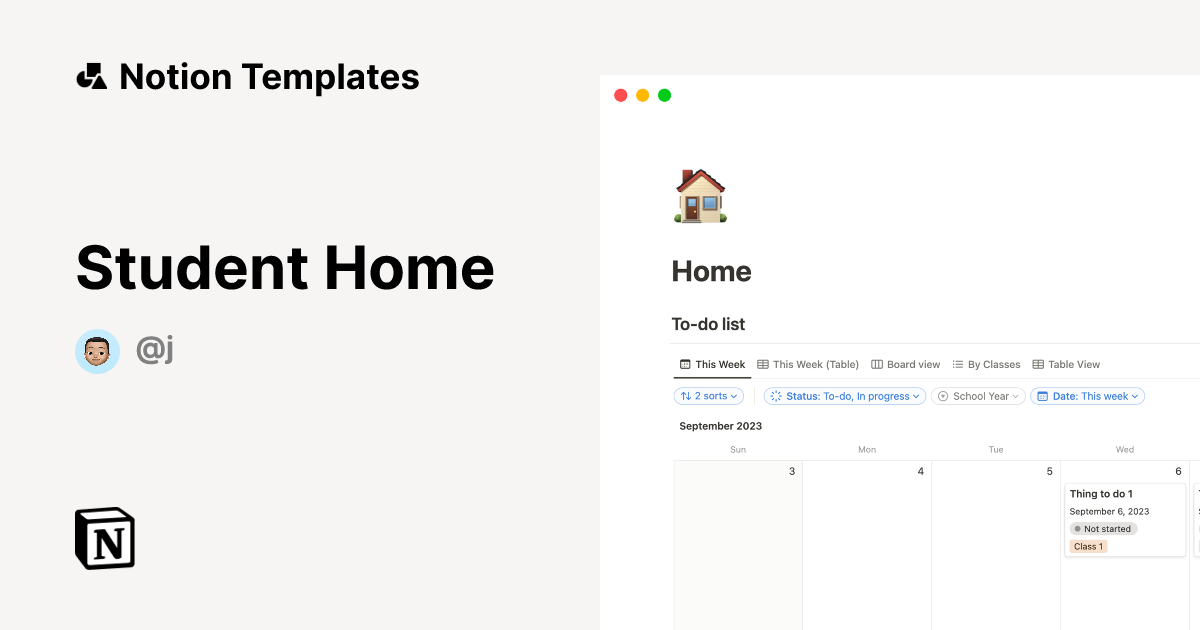 Student Home Template by Johnny | Notion Marketplace