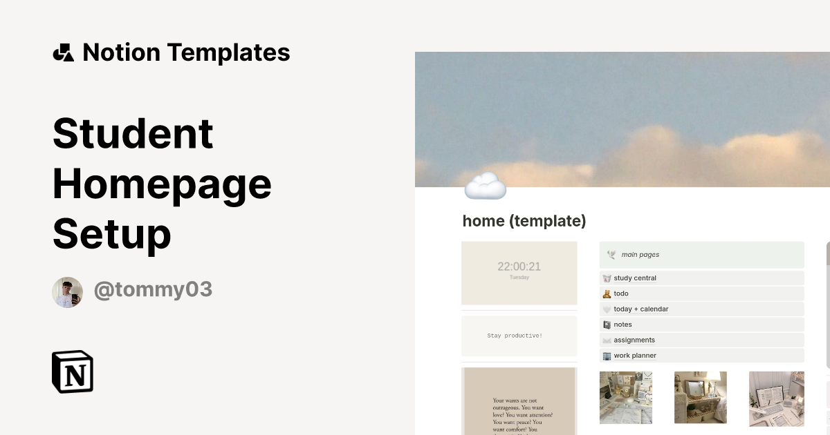 Student Homepage Setup Template by tommy | Notion Marketplace