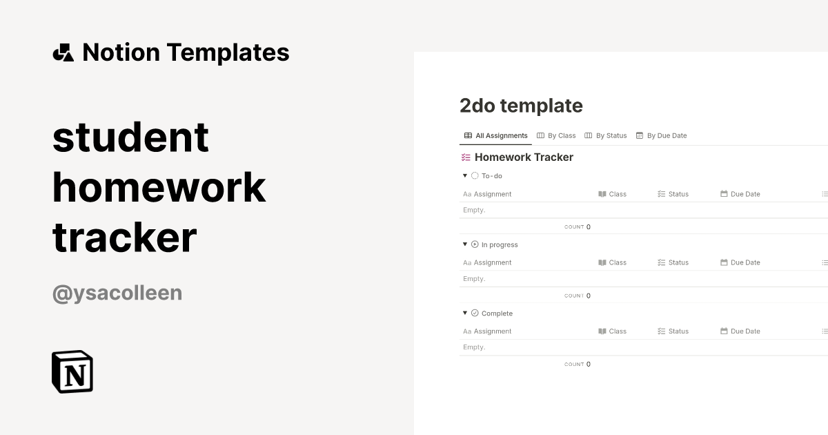 student homework tracker Template by isabelvelora | Notion Marketplace