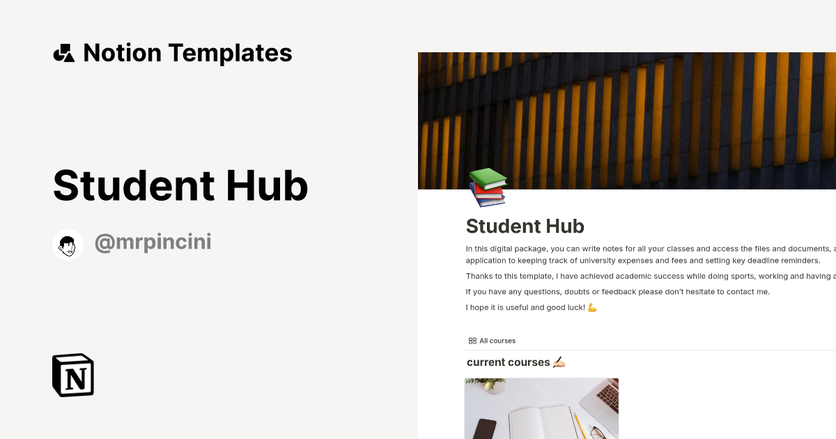 Student Hub Template by Ludovico | Notion Marketplace
