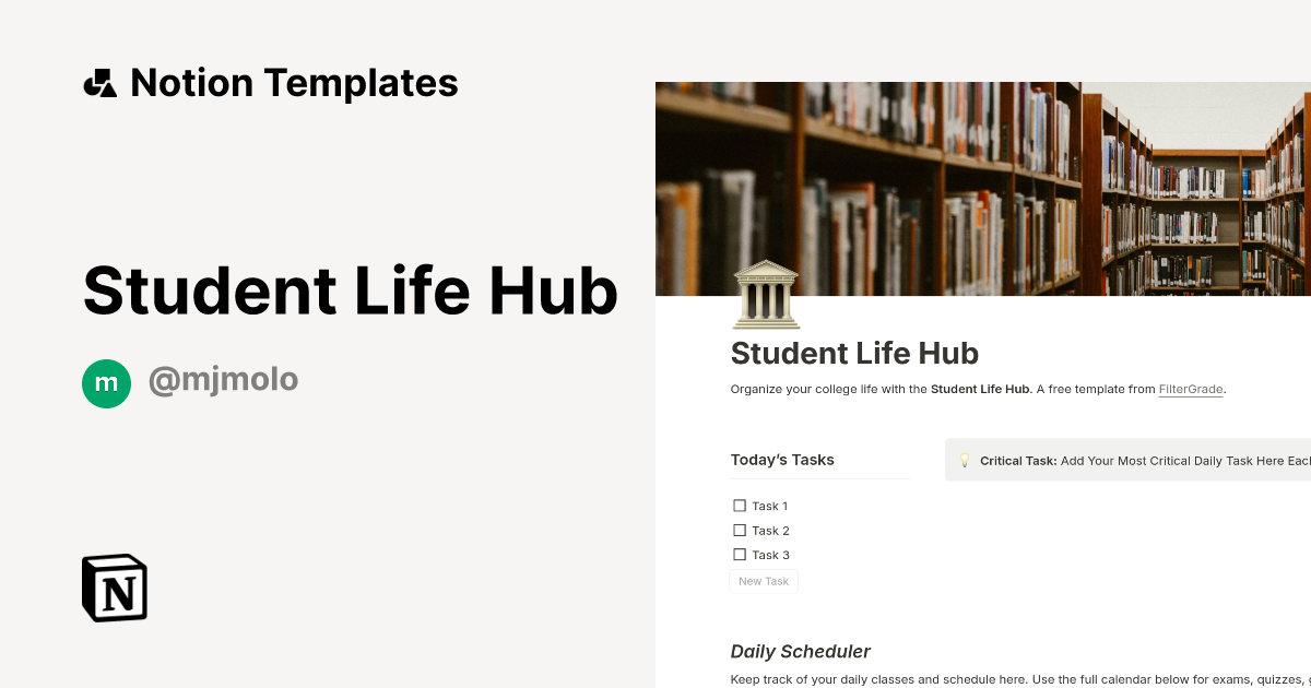 Student Life Hub Template by Mike Moloney | Notion Marketplace