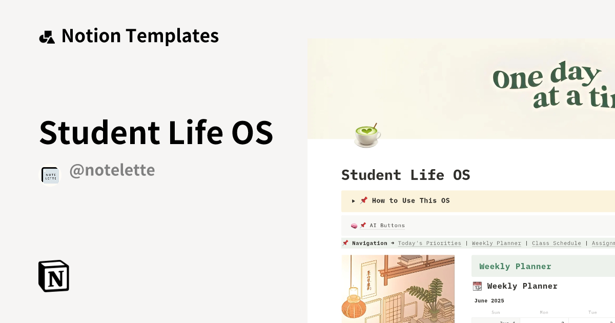 Student Life OS Template by Notelette | Notion Marketplace