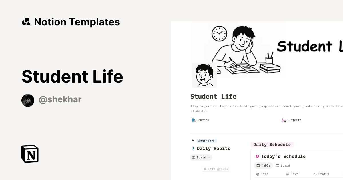 Student Life Template | Notion Marketplace