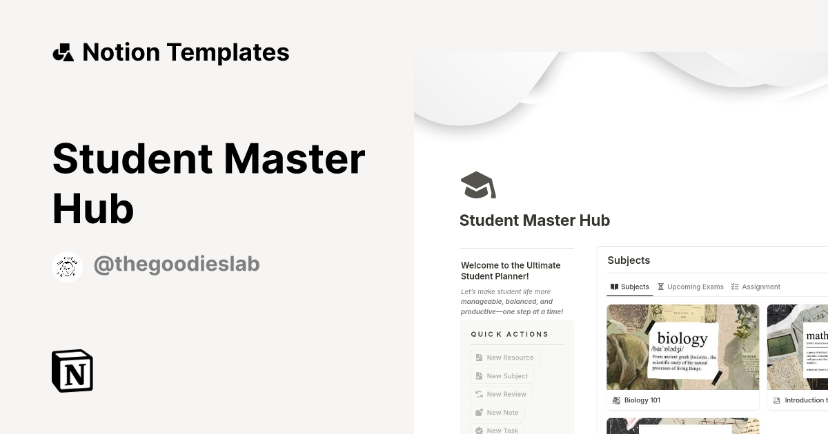 Student Master Hub Template by The Goodies Lab | Notion Marketplace