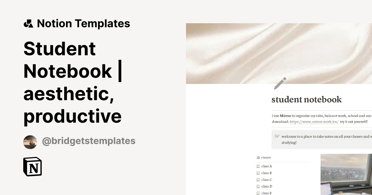 Student Notebook | aesthetic, productive Template | Notion Marketplace