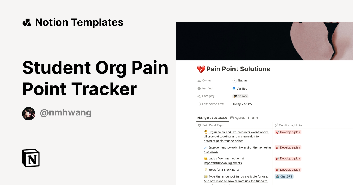 Student Org Pain Point Tracker Template | Notion Marketplace