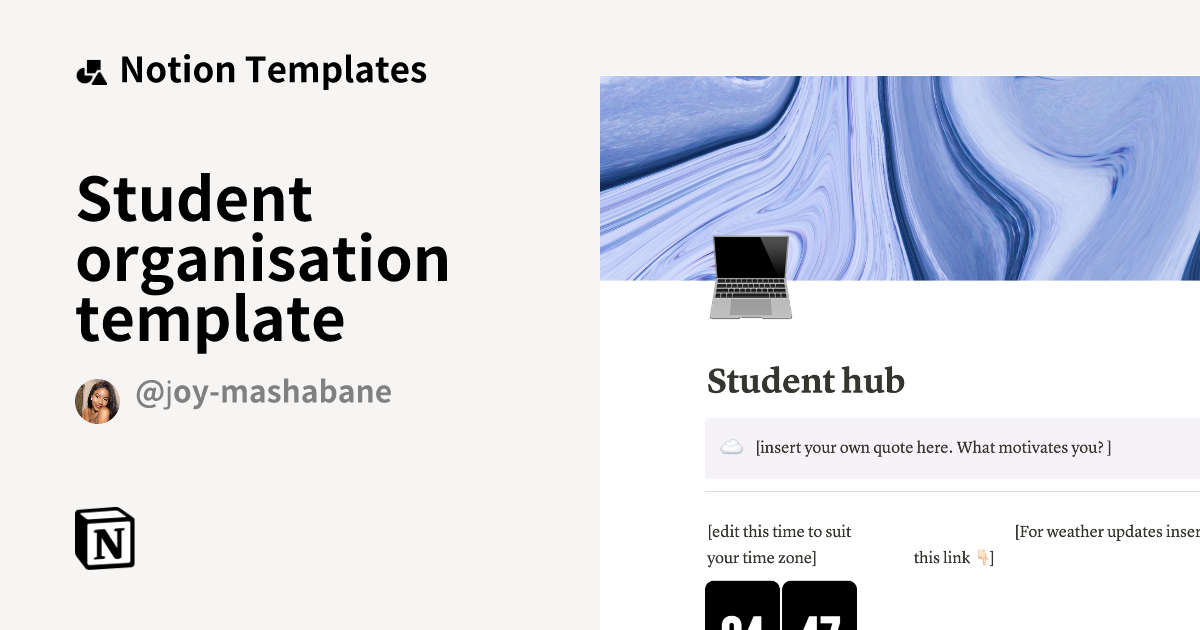 Student organisation template Template | Notion Marketplace